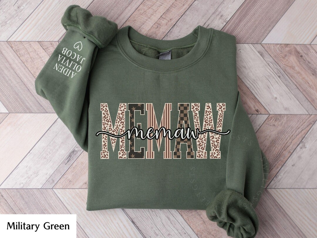 Custom Memaw Sweatshirt With Names on Sleeves, Memaw Pullover ...