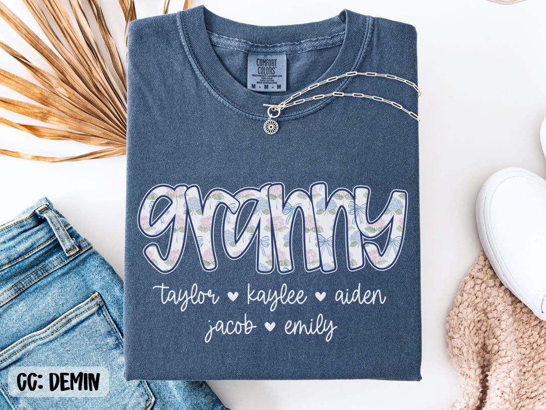 Custom Granny Shirt, Personalized Granny T-shirt, Gift From Grandkids to First Time Grandma New ...