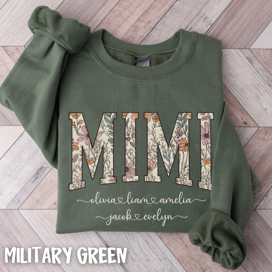 Custom Mimi Sweatshirt With Kids Names, Personalized Gift for Mimi, New ...
