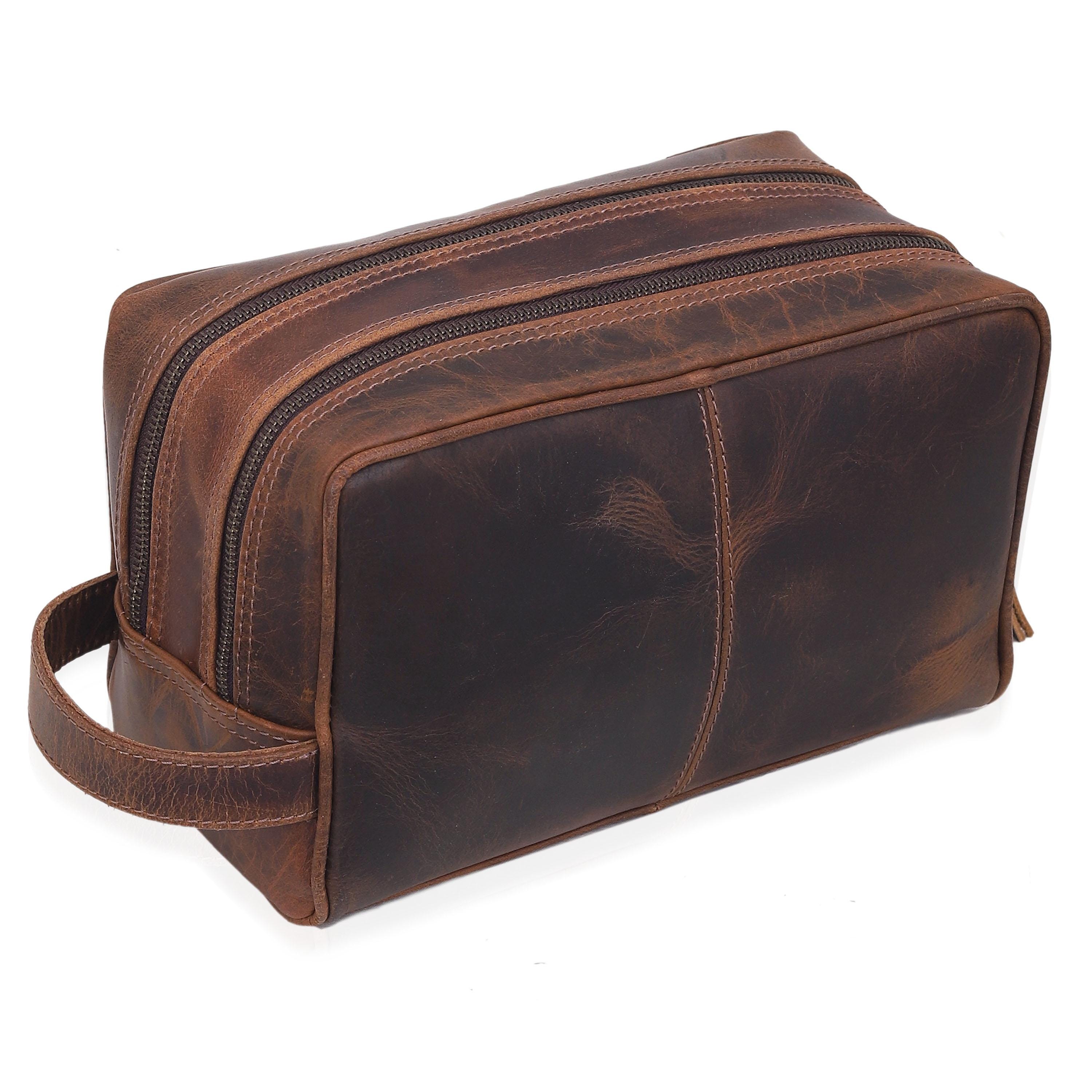 Handmade Full Grain Leather Toiletry Bag: Personalized Dopp Kit - Etsy