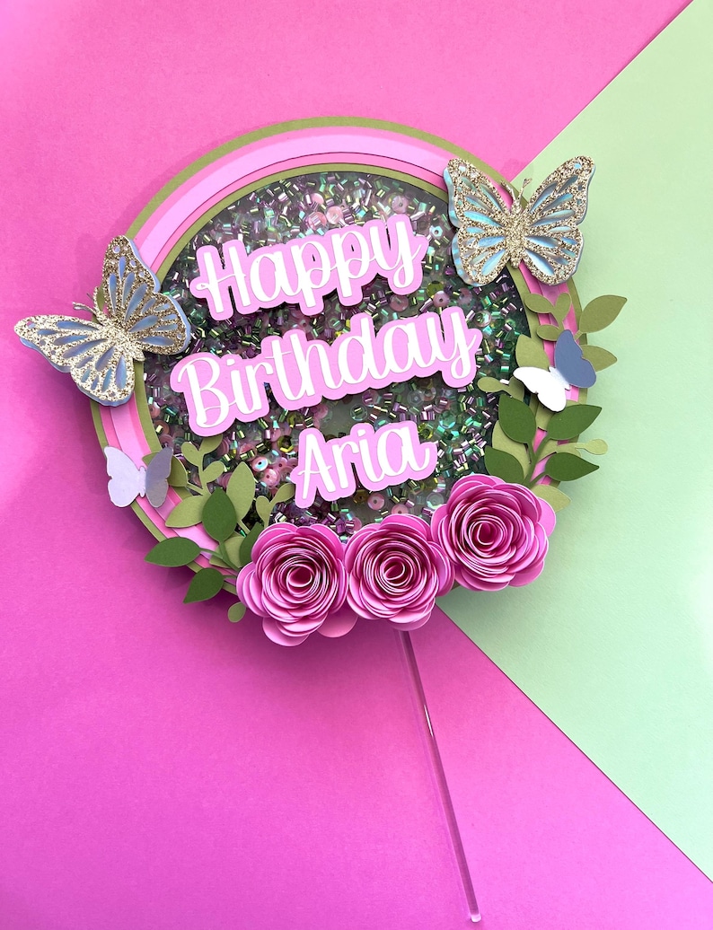 Floral Butterfly Shaker Cake Topper, Butterfly Cake Topper, Shaker Cake ...