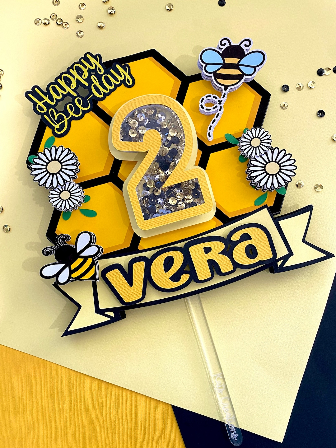 Bee Cake Topper| Bee Cake Topper With Shaker| Shaker Cake Topper| Bee ...