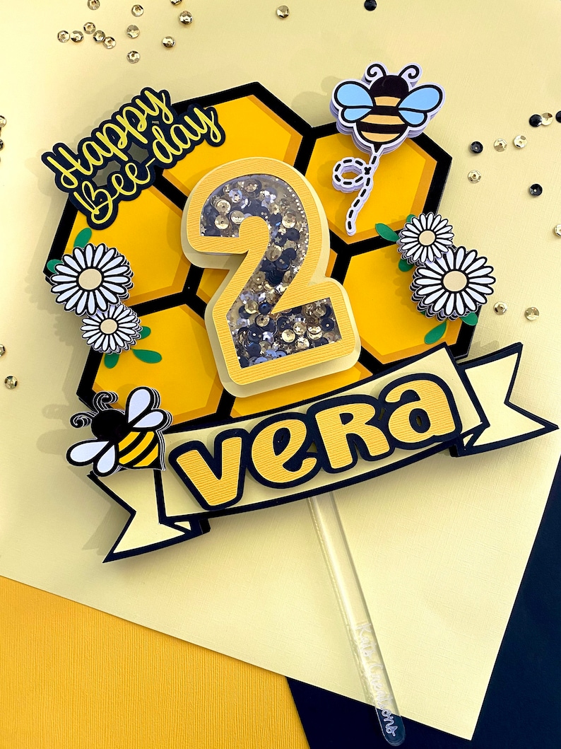 Bee Cake Topper| Bee Cake Topper With Shaker| Shaker Cake Topper| Bee ...