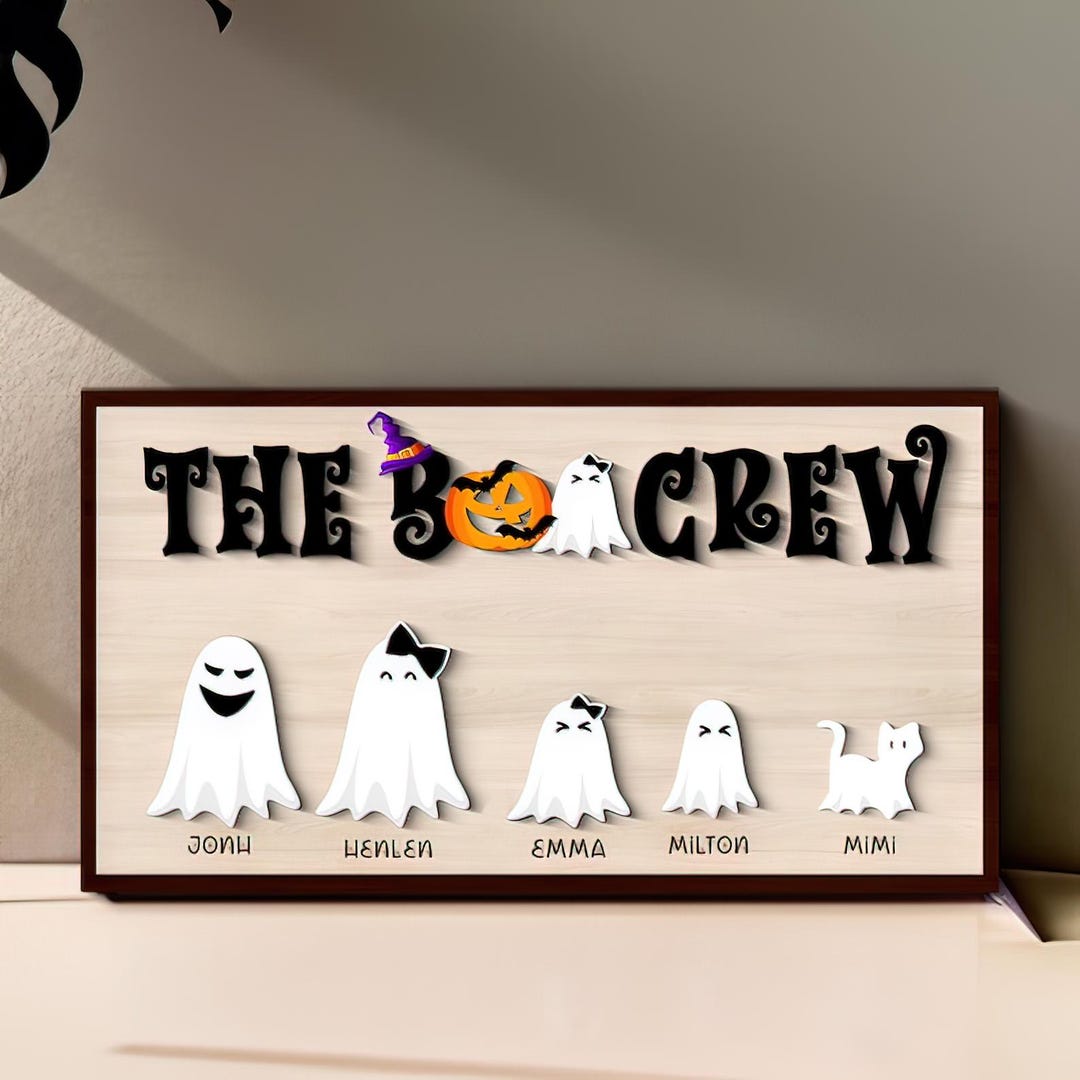 Boo Crew Sign, Personalized Halloween Sign, Personalized Fall Decor ...