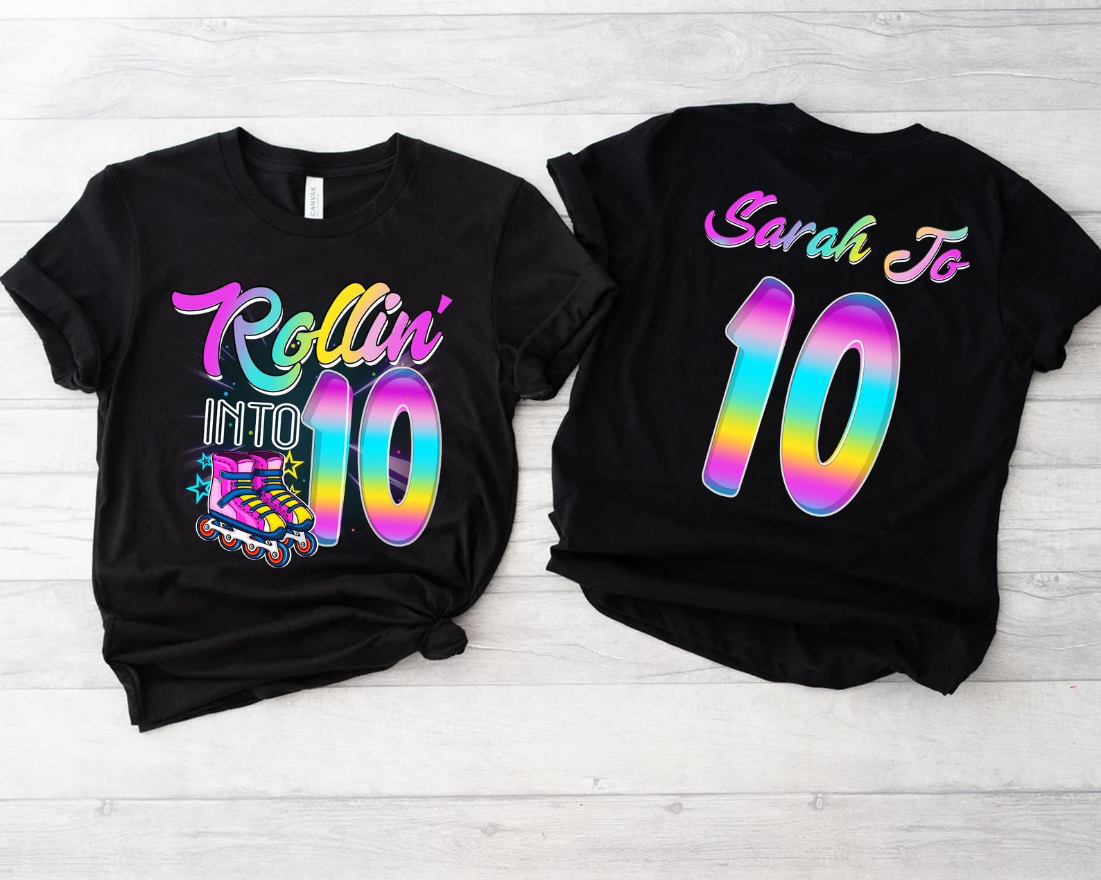 Personalized Rollin' Into 10 Birthday Shirt: Roller Skate Party - Etsy