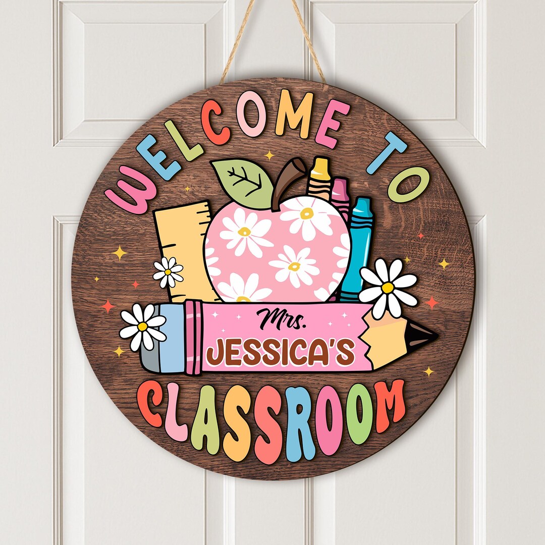 Custom Teacher Name Door Hanger: 3D Floral Classroom Decor - Etsy