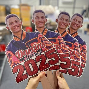Custom Graduation Face Fan: Wooden Handle, Personalized Keepsake - Etsy