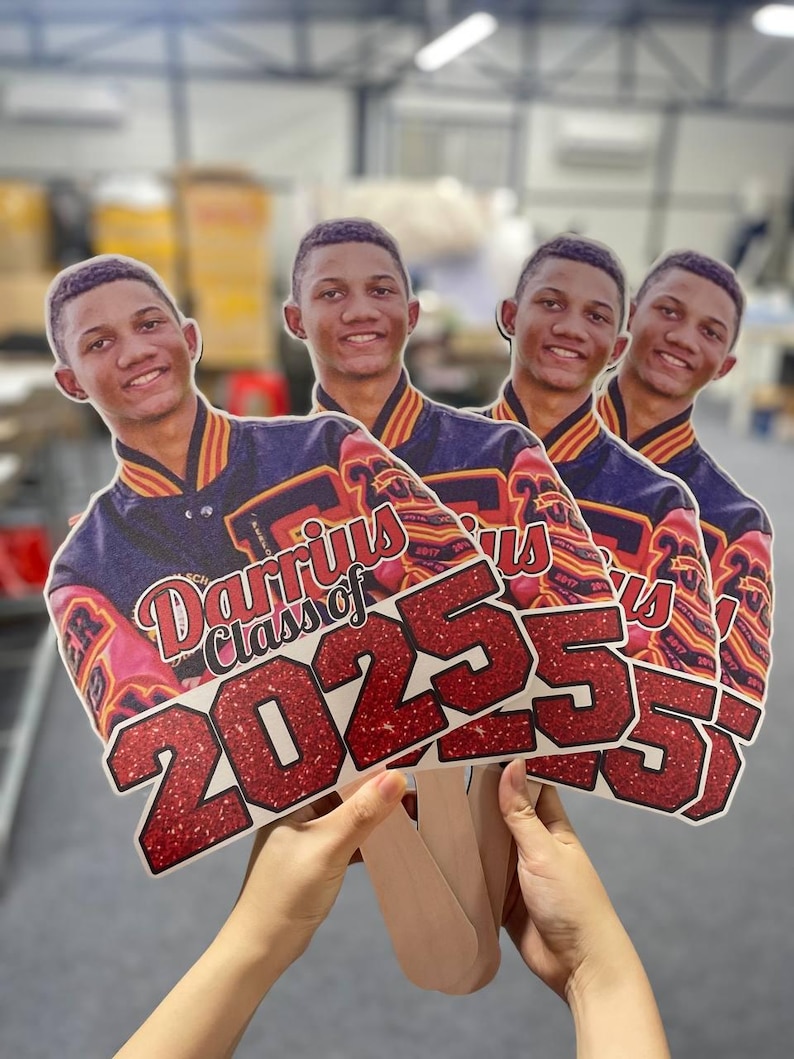 Custom Graduation Face Fan: Wooden Handle, Personalized Keepsake - Etsy