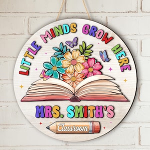 Personalized Teacher Door Sign: 3D Wood Classroom Decor, Back to School ...