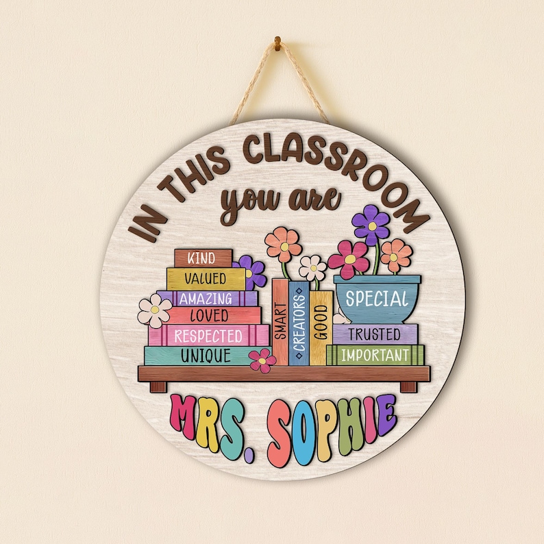 Custom 3D Teacher Door Hanger: in This Classroom, Personalized Wood ...