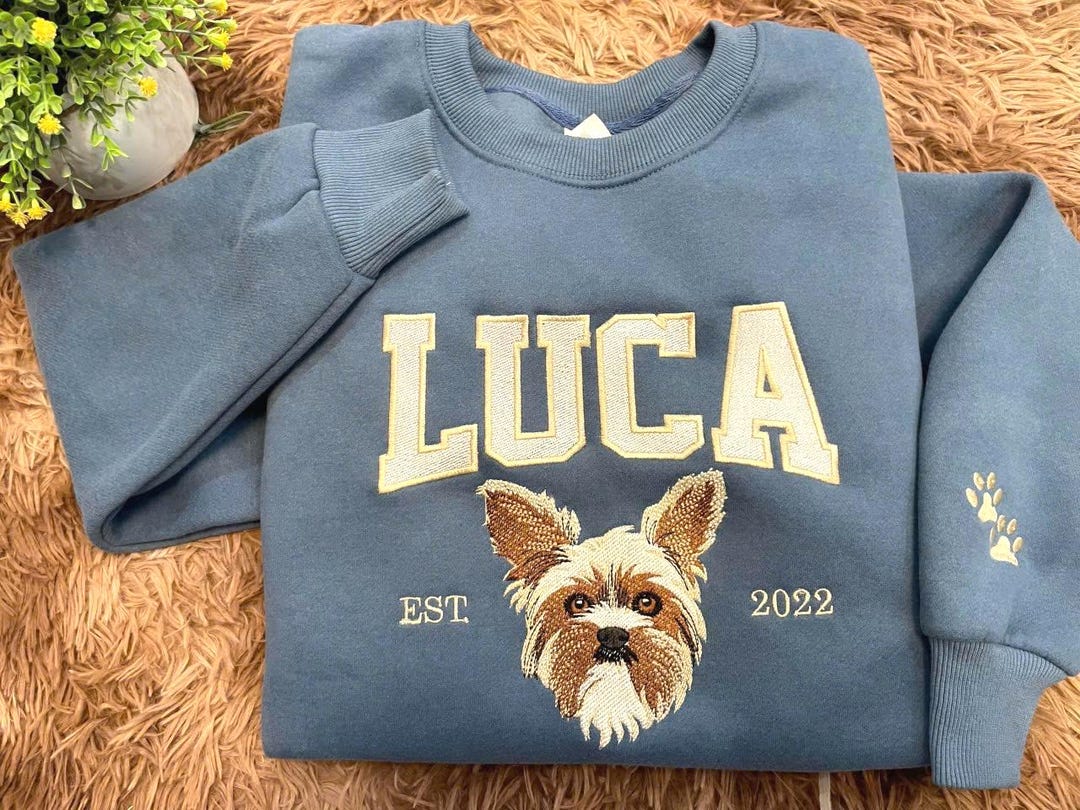 Pet Embroidered Sweatshirt Using Photo, Custom Dog Sweater, Embroidered ...