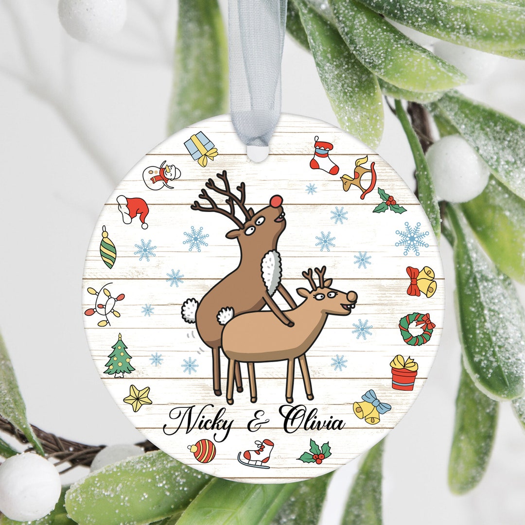 Personalized Couple Deer Ornament, Holiday Ornament, Cupids Humping ...