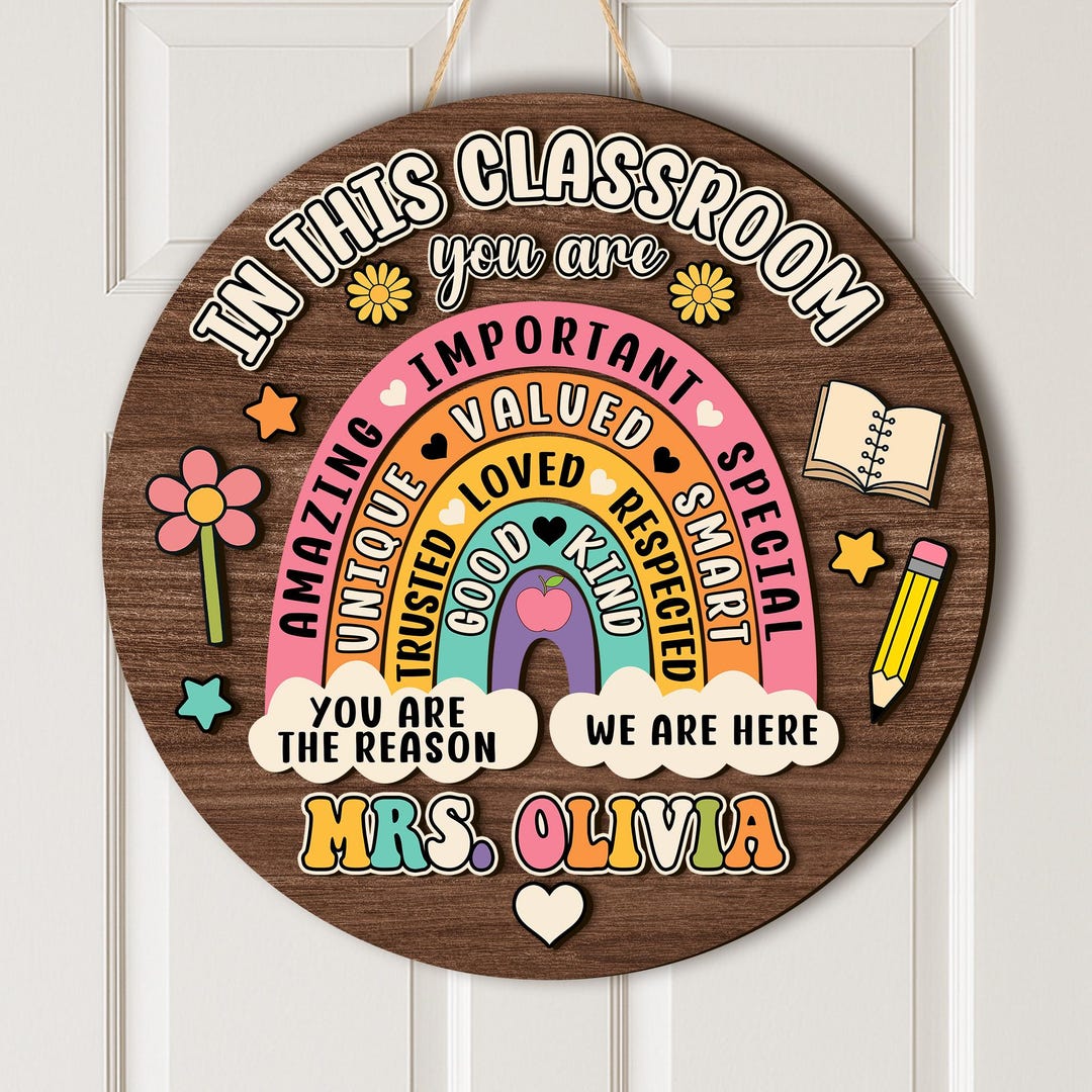Custom 3D Teacher Door Hanger: Personalized Classroom Welcome Sign - Etsy