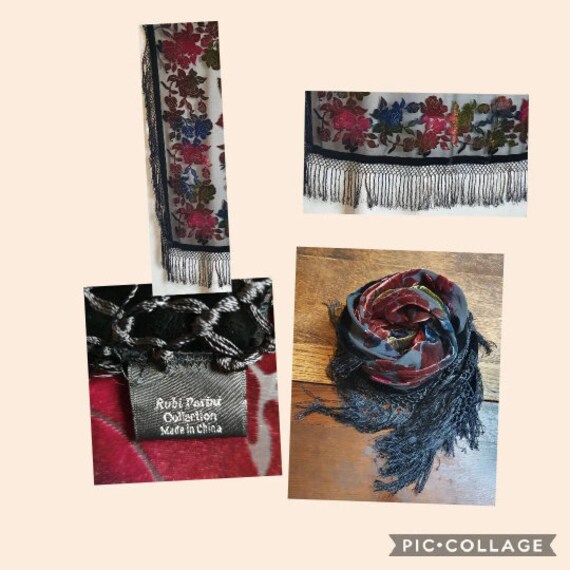 RUBI PASINI - Huge Velvet Devore Silk Blend Scarf wit… - Gem