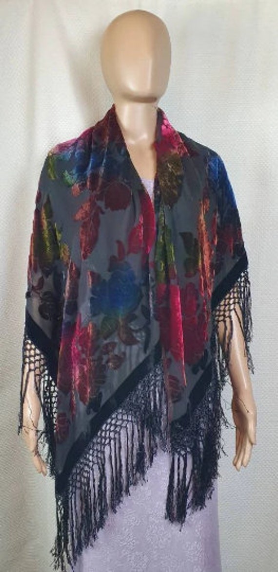 RUBI PASINI - Huge Velvet Devore Silk Blend Scarf wit… - Gem
