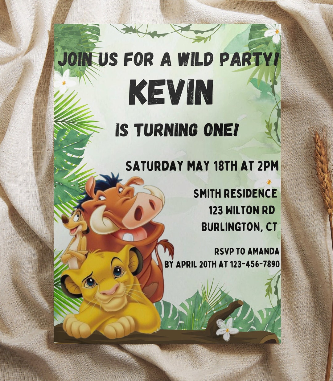 Lion King Birthday Invite, Digital Invitation Download, Editable ...