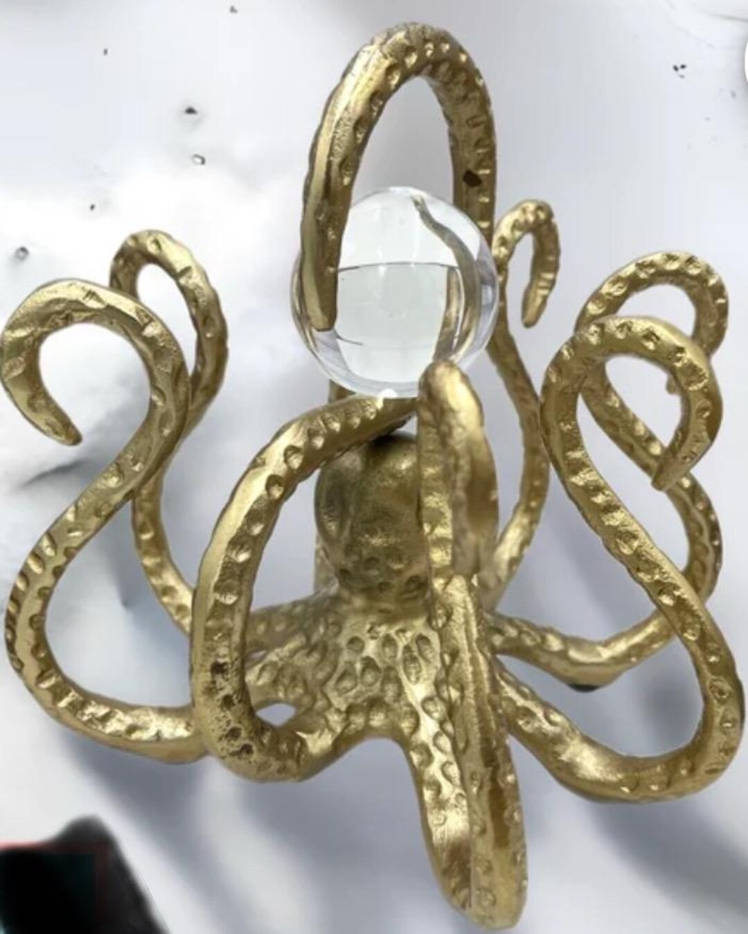 Brass/gold Color Metal Octopus With Crystal Ball Held Above Head ...