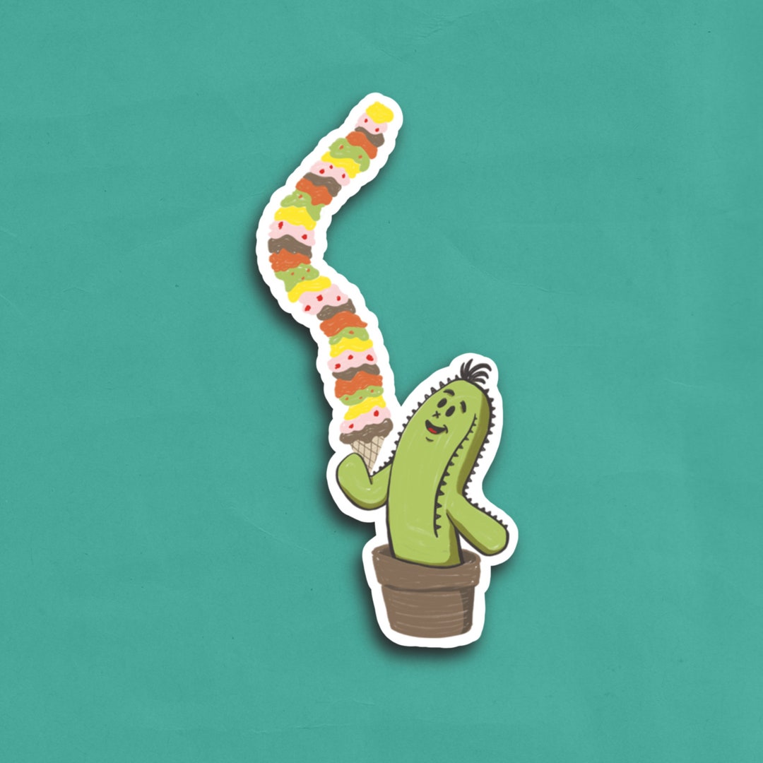 Cactus Buddies Steve and Ice Cream Vinyl Sticker/laptop Decal - Etsy