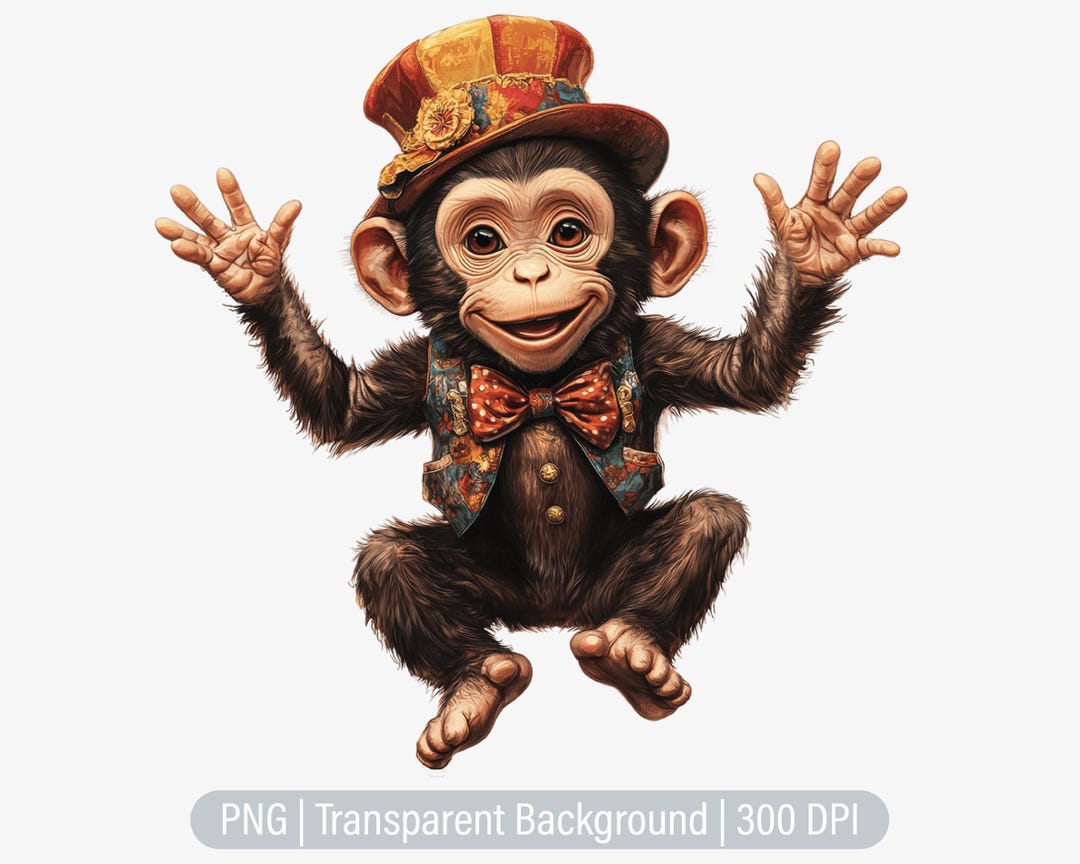 Circus Monkey Clipart, Carnival PNG, Rustic Carnival, Junk Journals ...