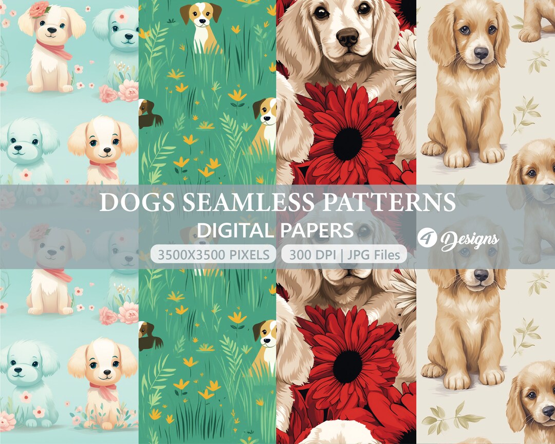 Dogs Digital Paper, Puppy Pattern, Dogs Backgrounds, Cute Puppy Dog ...