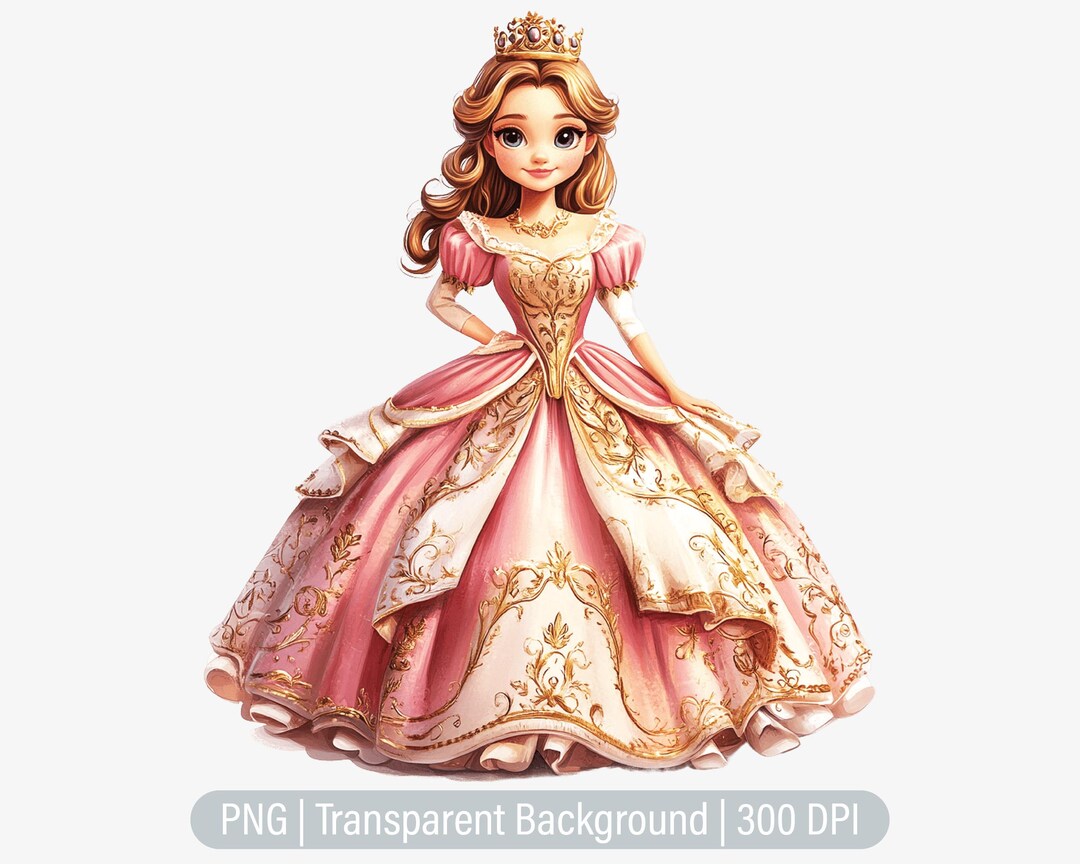 Princess Clipart, Pink Princess PNG, Cute Princess Dress, Junk Journals ...