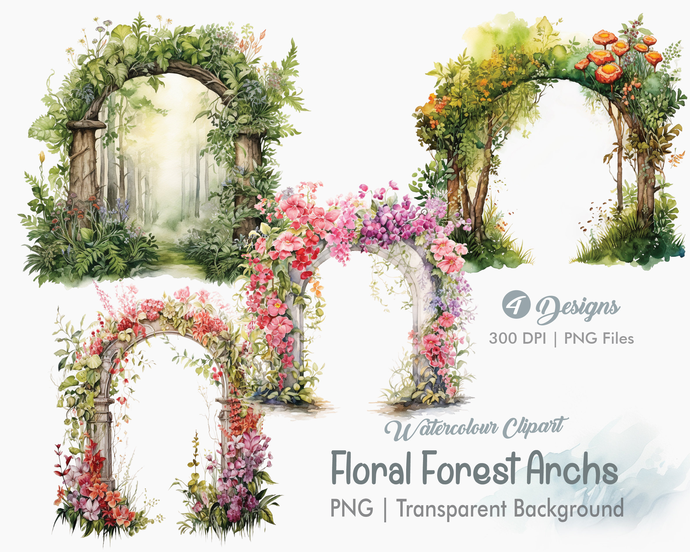 Floral Arch Clipart Forest Arch PNG Clipart Wedding Arch - Etsy