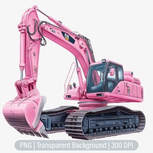 Pink Construction Excavator Clipart, Construction Girl PNG, Junk ...