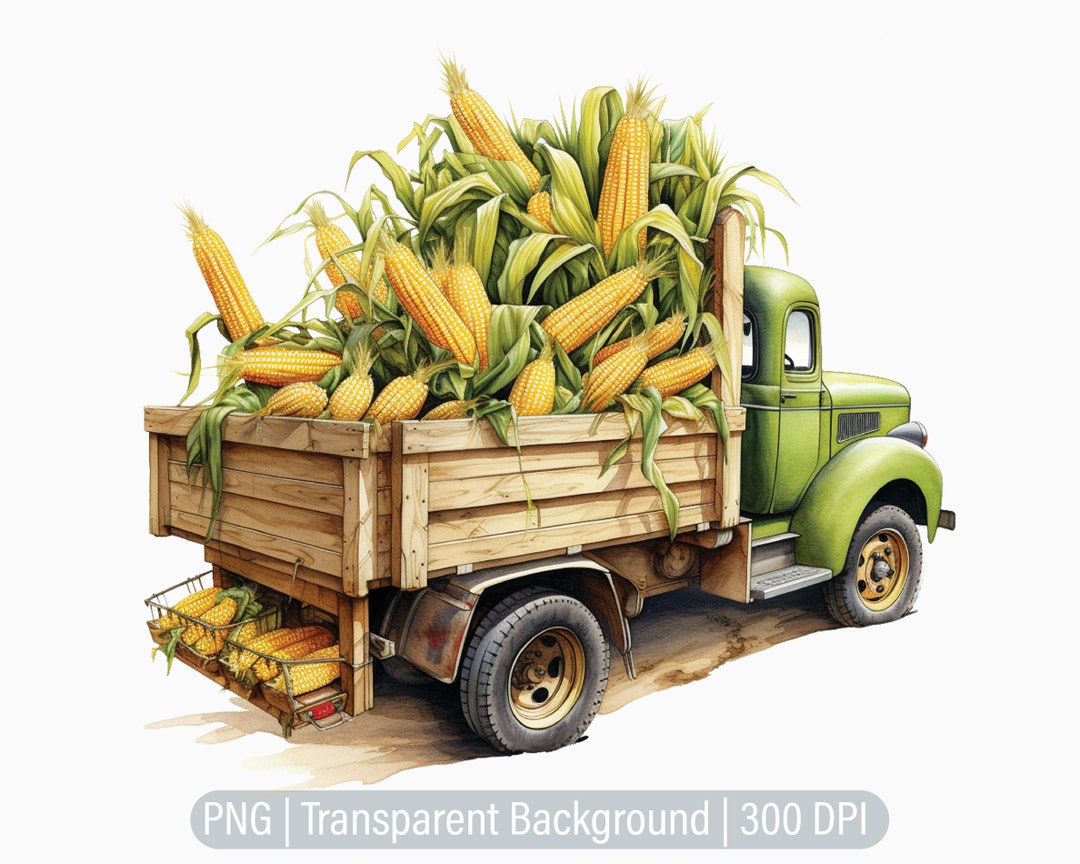 Corn Truck Clipart, Corn Farm PNG, Junk Journals, Scrapbooking ...