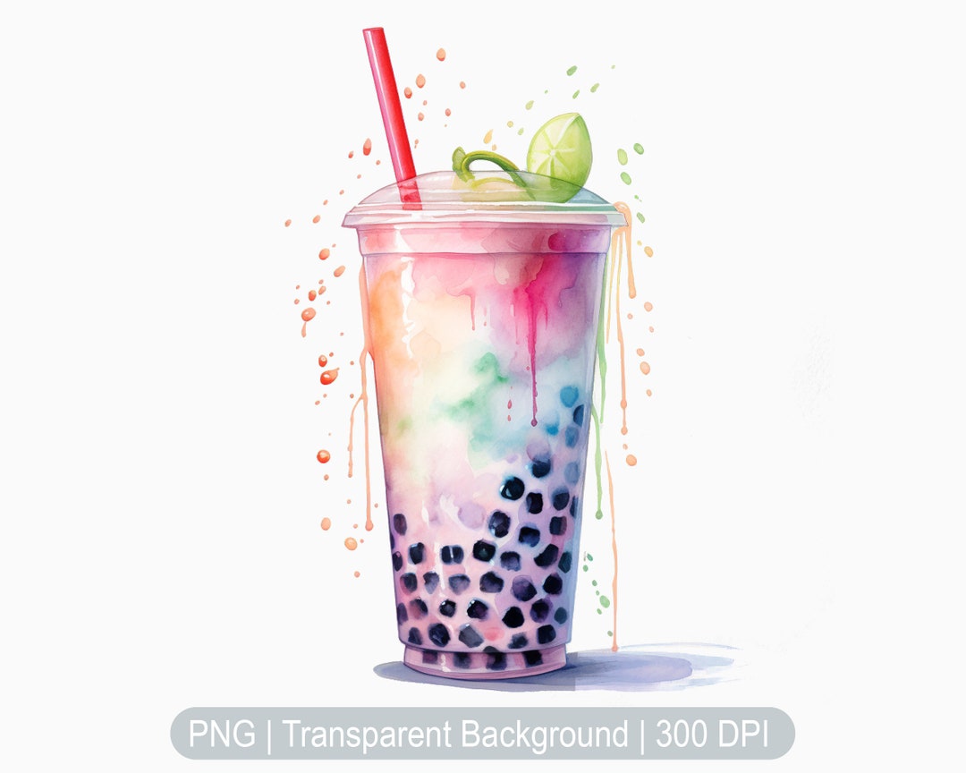 Watercolor Boba Tea Clipart PNG, Bubble Tea Clipart, Tea Boba Nai Cha ...