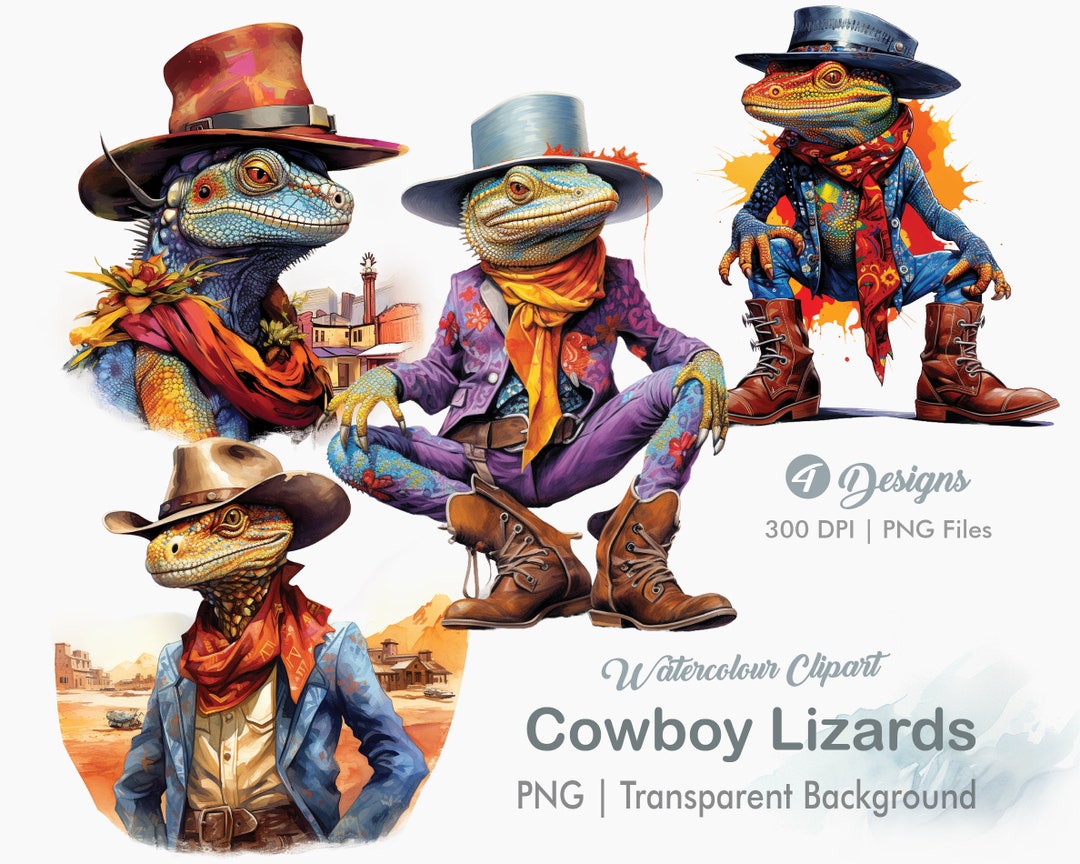 Cowboy Lizard Clipart, Cool Lizard, Reptiles PNG Clipart, Junk Journals ...
