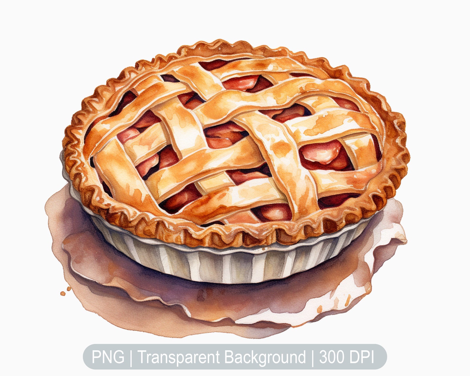 Watercolor Pie Clipart, Pie Png, Fruit Pie Illustration Sublimation ...