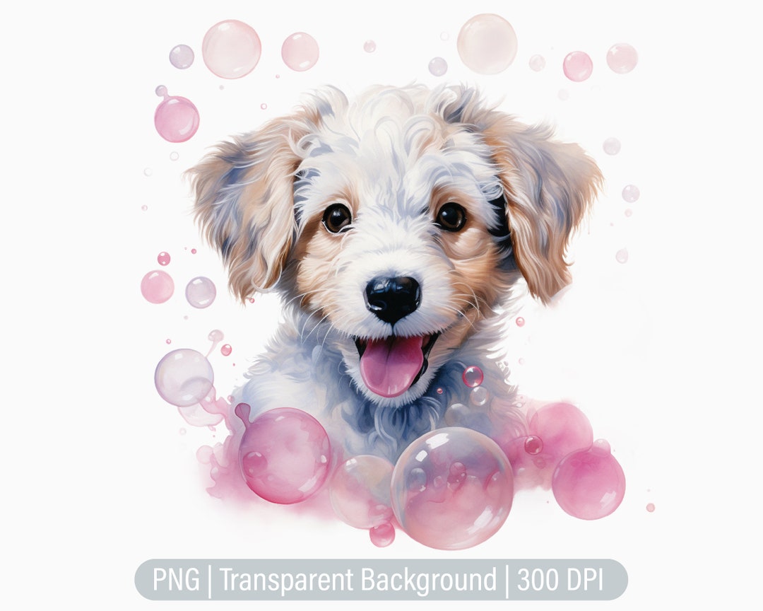 Cute Puppy Clipart, Bubbles Dog PNG, Dog Clipart, Junk Journals ...