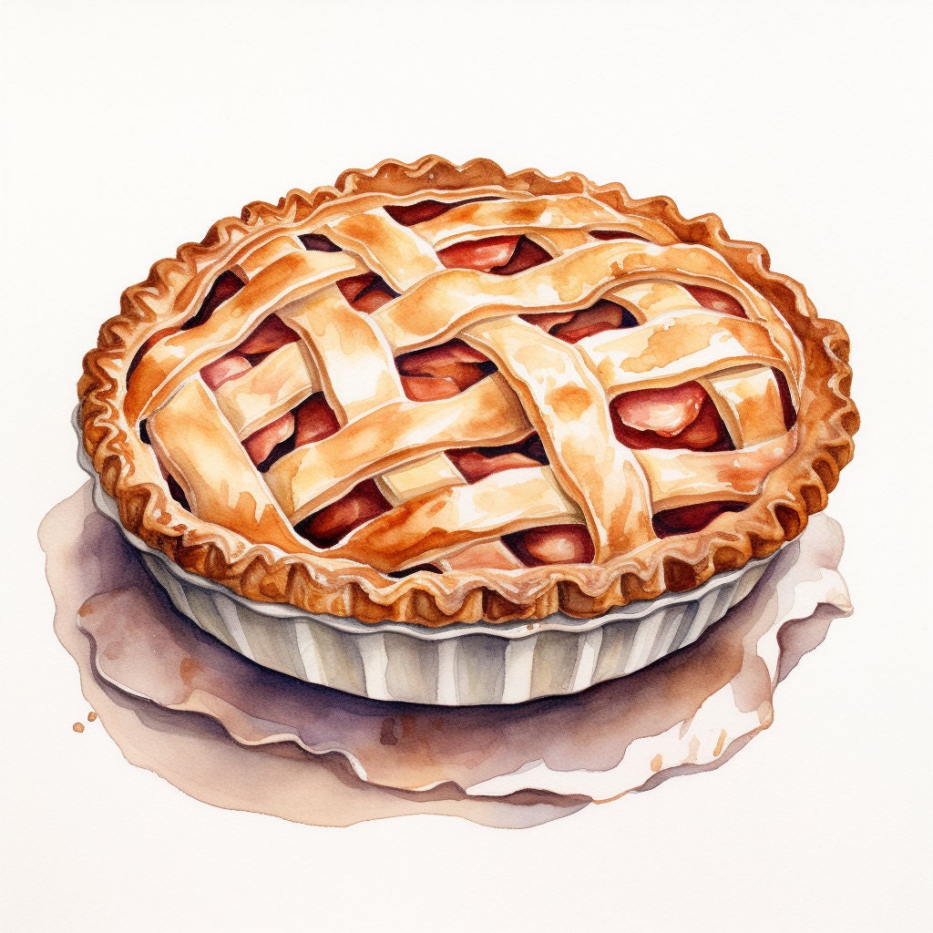 Watercolor Fruit Pie Clipart Pie Png Fruit Pie Illustration - Etsy