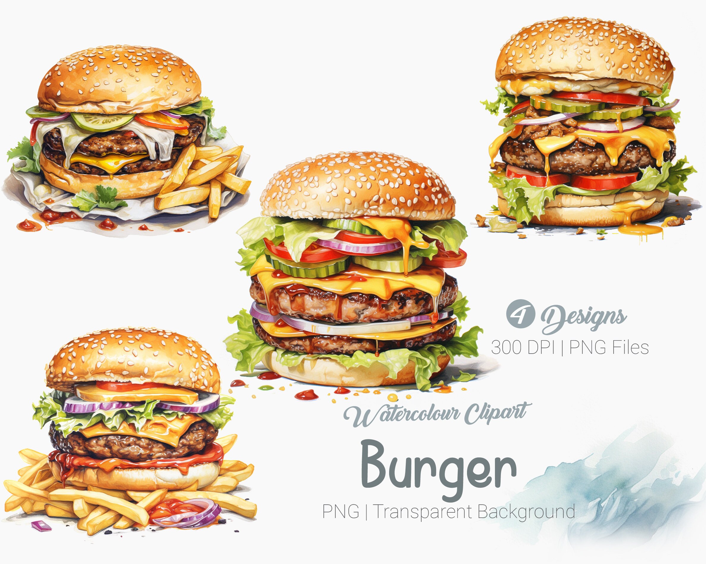 Hamburger Clipart Cheese Burger Clipart Hamburger Png - Etsy