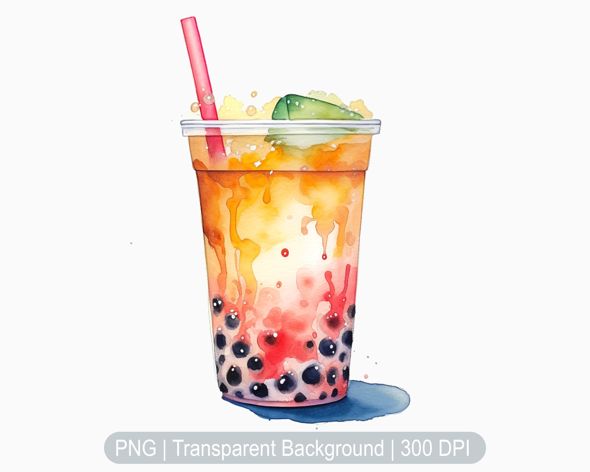 Watercolor Boba Tea Clipart PNG, Bubble Tea Clipart, Tea Boba Nai Cha ...