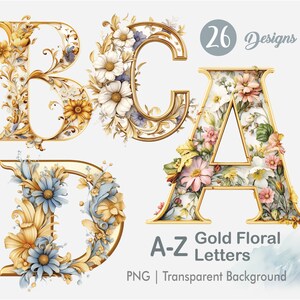 Gold Floral Letter Can Wrap, Monogram 16oz Glass Can, Name Initial 16oz ...