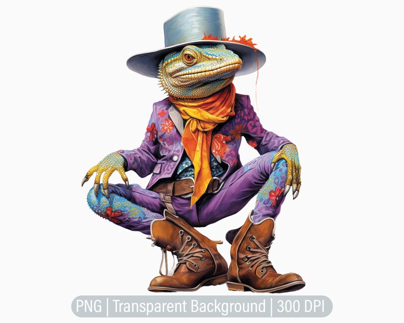 Cowboy Lizard Clipart, Cool Lizard, Reptiles PNG Clipart, Junk Journals ...