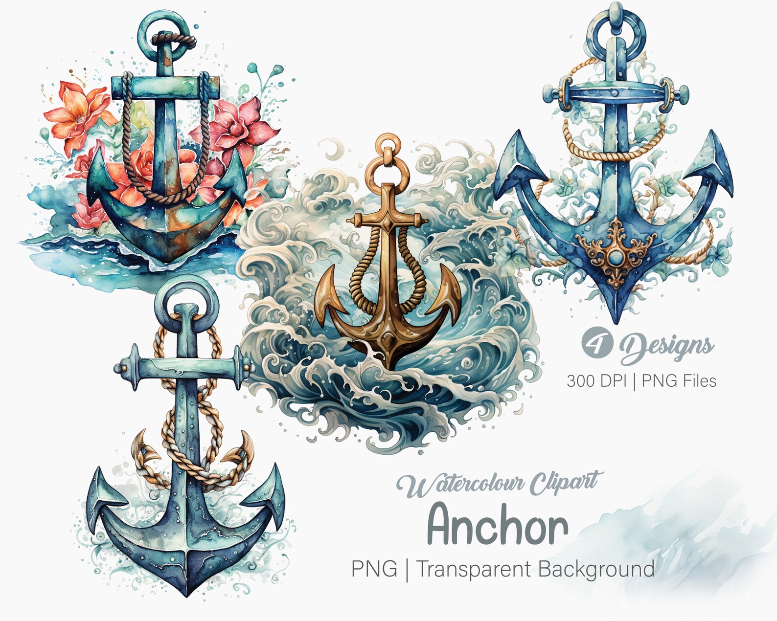 Anchor Clipart, Anchor Png, Nautical Clipart, Printable, Sublimation ...