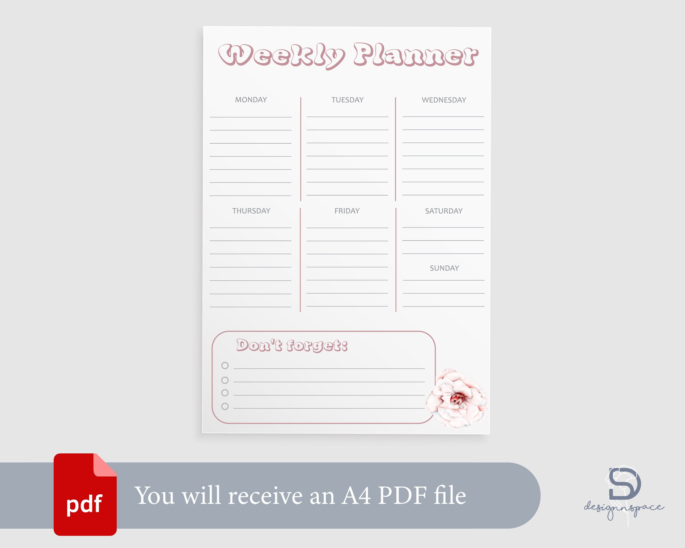 Weekly Planner Printable to Do List Minimal Weekly Schedule - Etsy