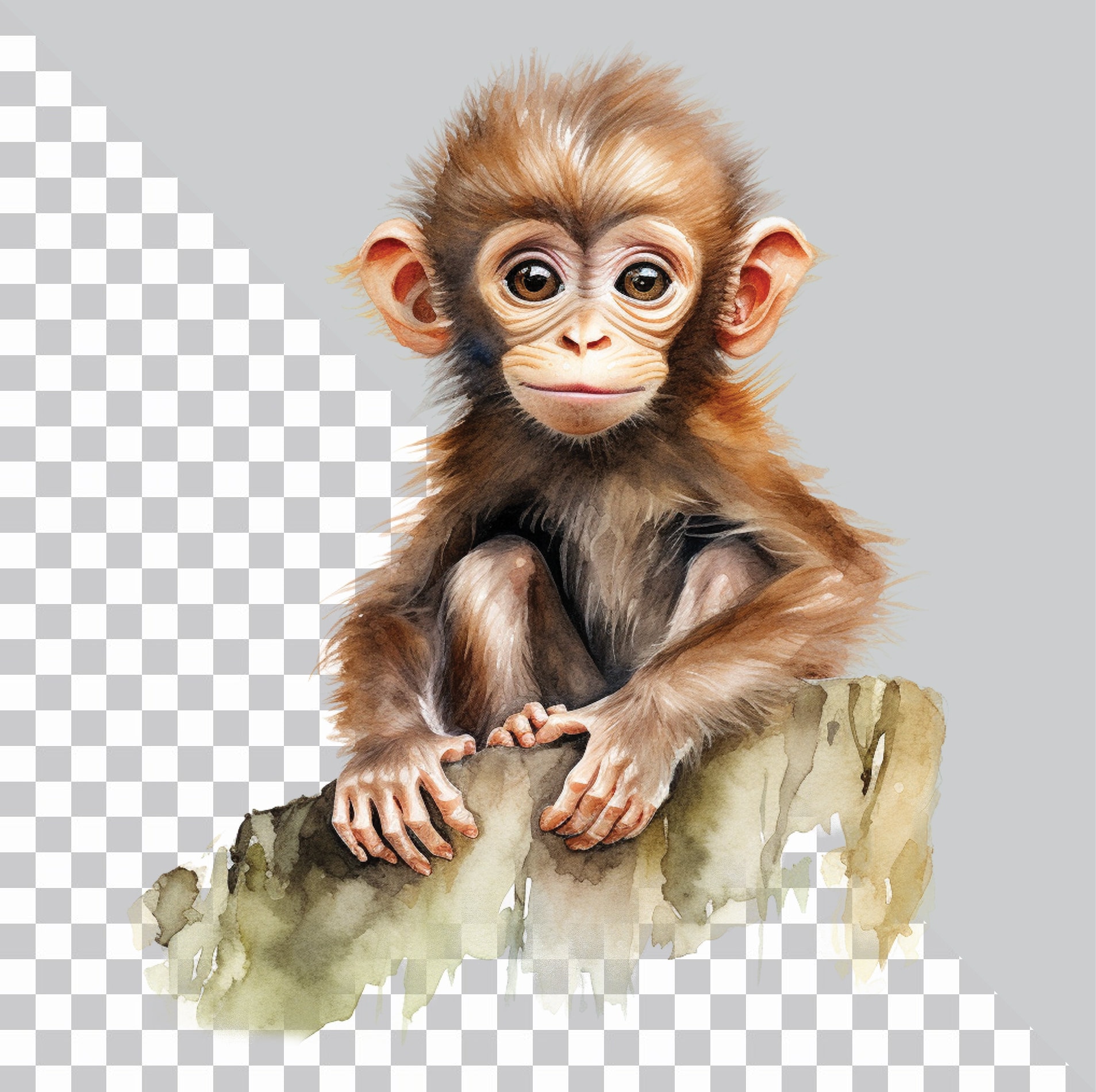 Monkey Watercolor Clipart Cute Monkey Baby Shower Nursery - Etsy