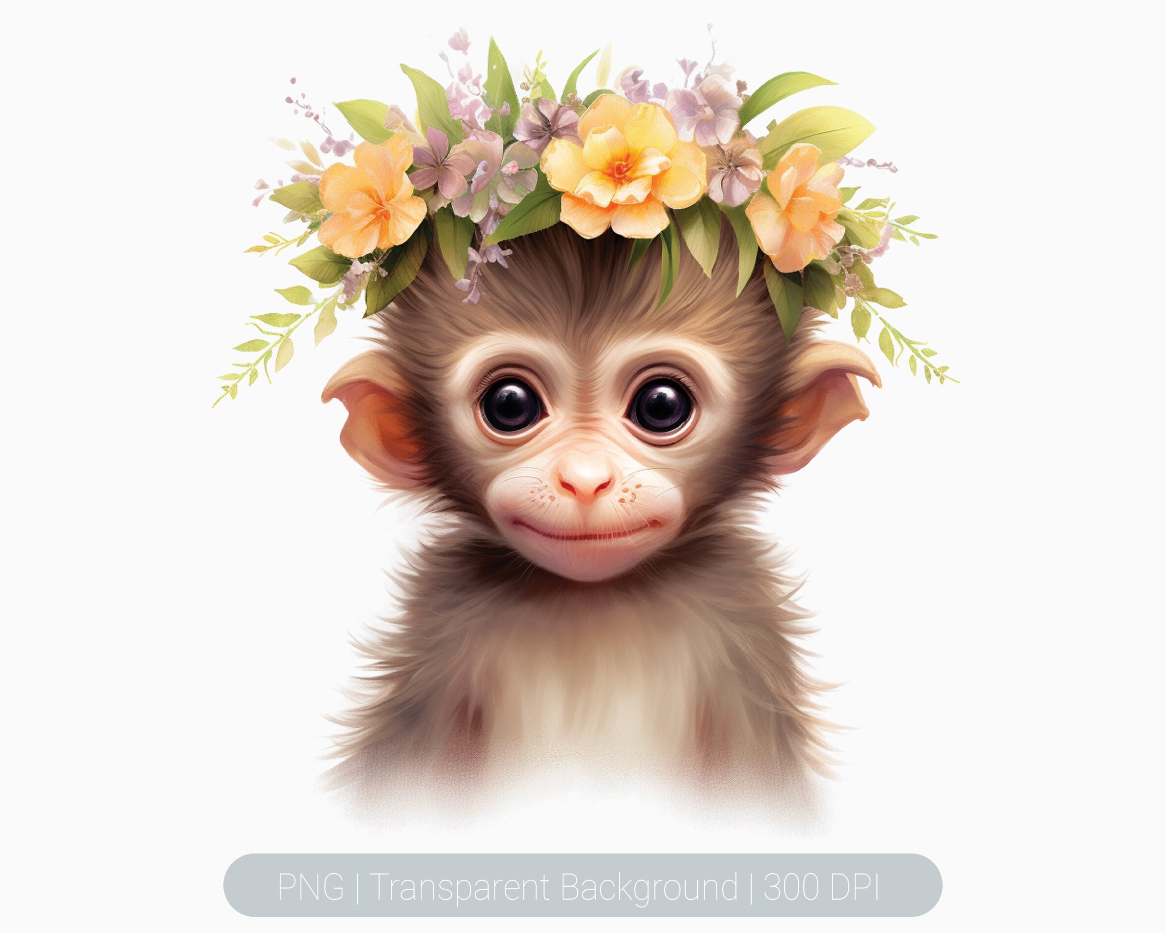 Monkey Watercolor Clipart Cute Monkey Baby Shower Nursery - Etsy