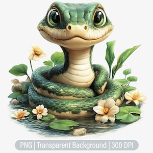 Green Anaconda Clipart, Rainforest Animal PNG, Cute Snake, Junk ...