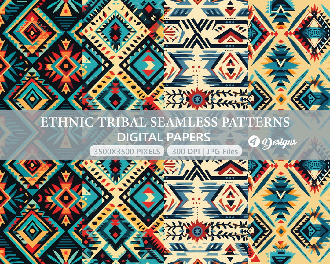 Aztec Tribal Digital Paper, Navajo Pattern, Ethnic Backgrounds, Native ...
