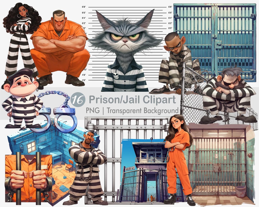 Prison Clipart, Jail PNG, Prisoner, Inmate, Printable Sublimation ...