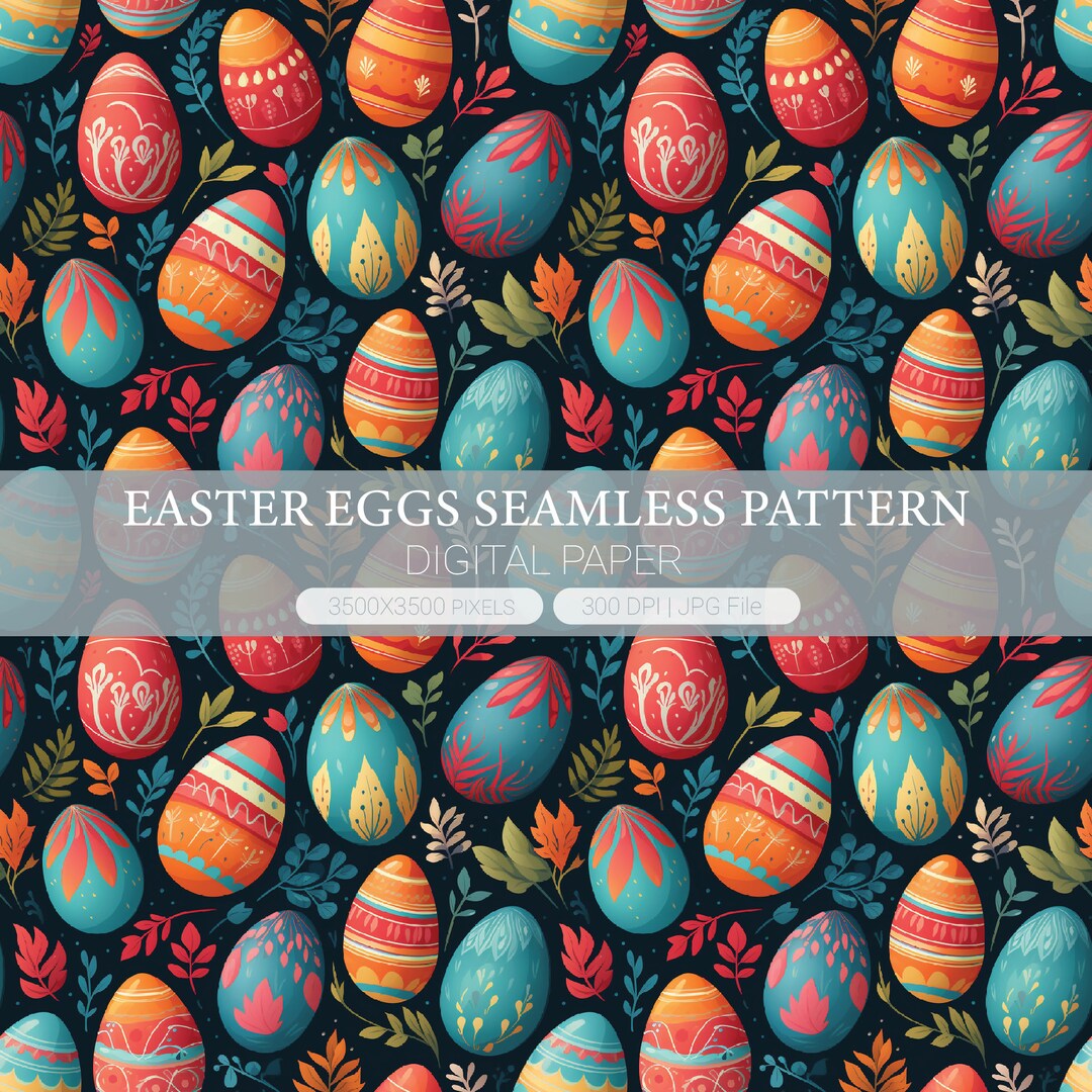 Easter Eggs Digital Paper, Easter Holidays Seamless Pattern, Eggs ...