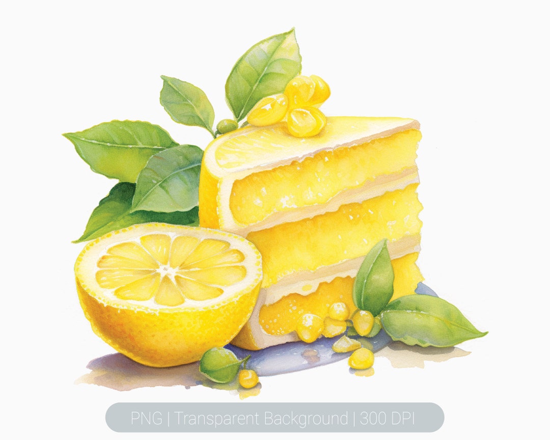Watercolor Lemon Cake Clipart, Sweet Lemon, Lemonade Png, Cake, Fruit ...