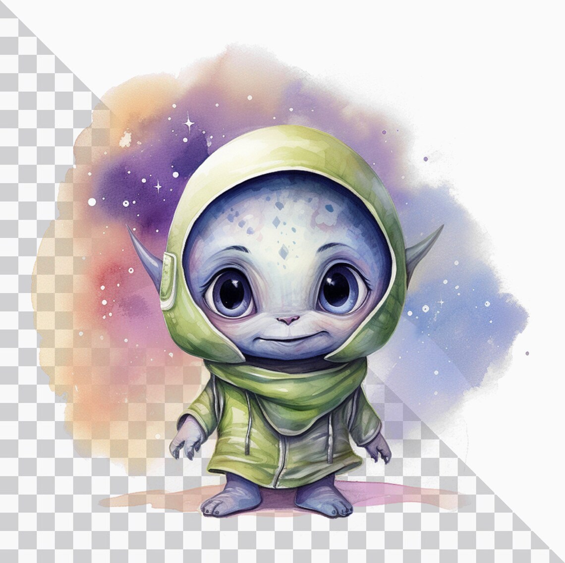 Baby Alien Clipart, Alien Png, Cute Alien Clipart, Watercolour Alien ...