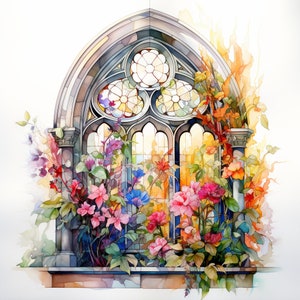 Church Window Clipart, Watercolour Church Png, Stained Glass Clipart ...