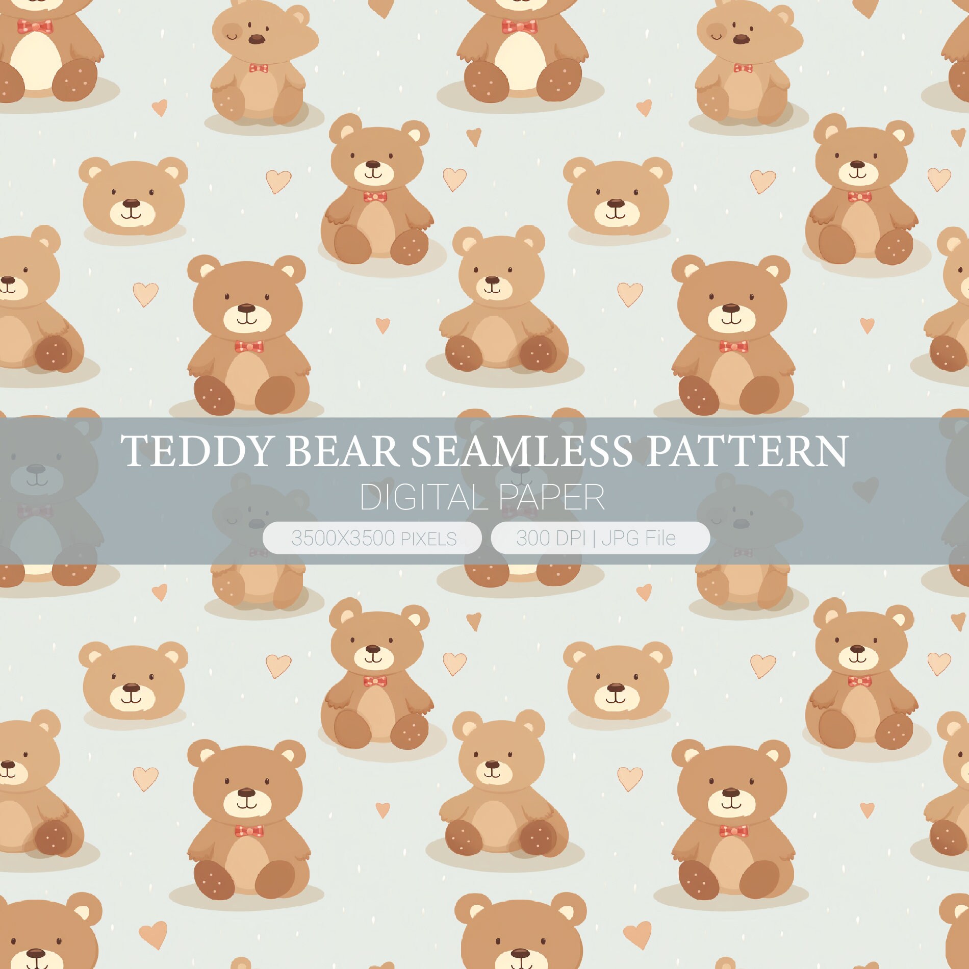 Teddy Bear Digital Paper, Teddy Bear Seamless Pattern, Nursery Patterns ...