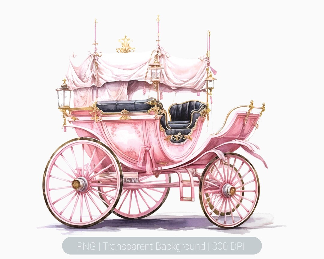 Pink Fairy Carriage Clipart, Pastel Watercolor Fantasy Carriages ...